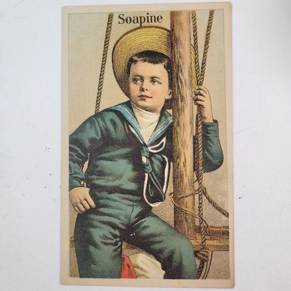 Office | Victorian Soap Trade Card Soapine Sailor Boy Blue Kendall Mfg ...